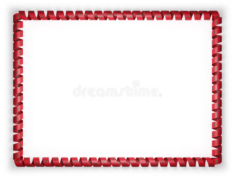 Frame and Border of Ribbon with the Morocco Flag. 3d Illustration Stock ...