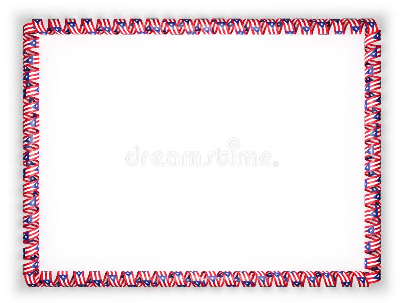 Frame and Border of Ribbon with the Puerto Rico Flag. 3d Illustration ...