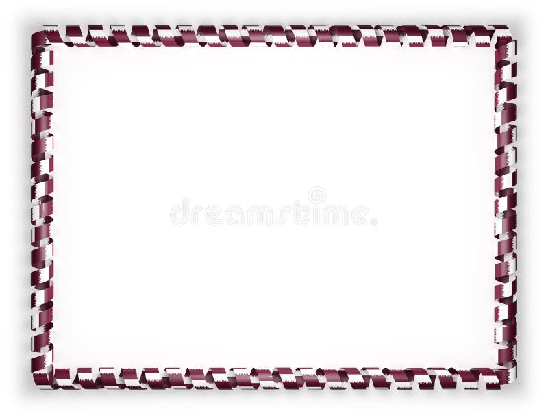 Frame and Border of Ribbon with the Qatar Flag. 3d Illustration Stock ...