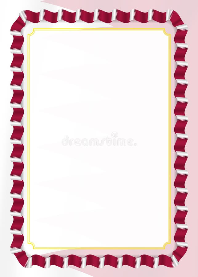 Frame and Border of Ribbon with Qatar Flag, Template Elements for Your ...