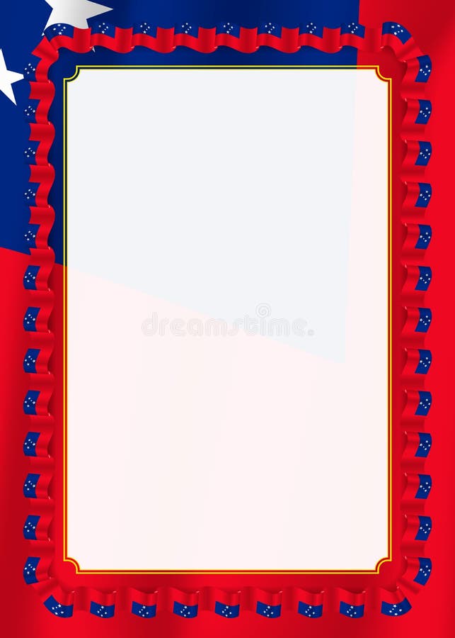 Frame and Border of Ribbon with Samoa Flag, Template Elements for Your ...