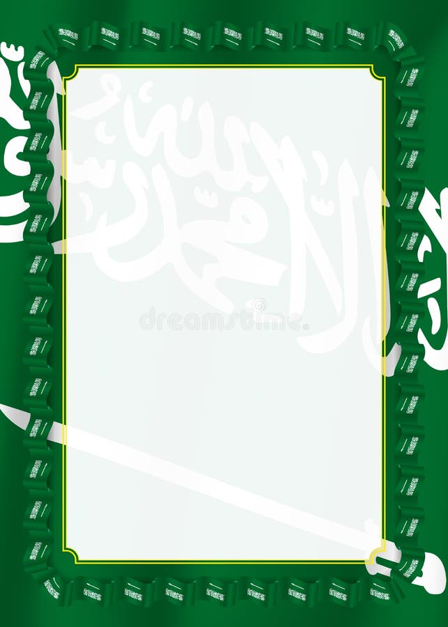 Frame and Border of Ribbon with Saudi Arabia Flag, Template Elements ...