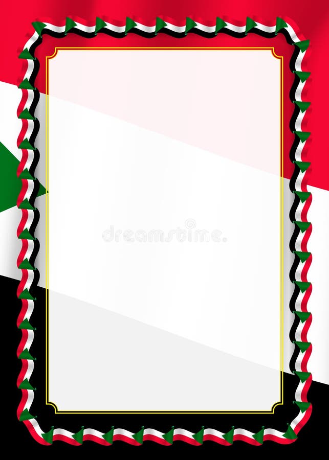 Frame and Border of Ribbon with Sudan Flag, Template Elements for Your ...