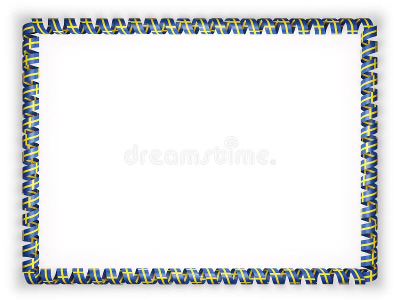 Frame and Border of Ribbon with the Sweden Flag. 3d Illustration Stock ...