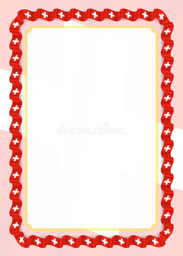 Frame and Border of Ribbon with Switzerland Flag, Template Elements for ...