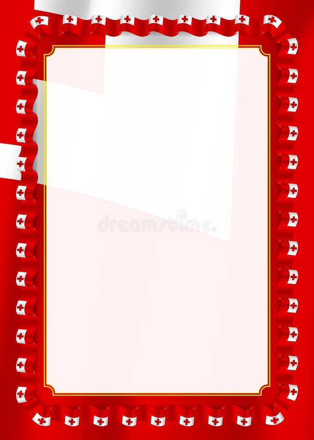 Frame and Border of Ribbon with Tonga Flag, Template Elements for Your ...