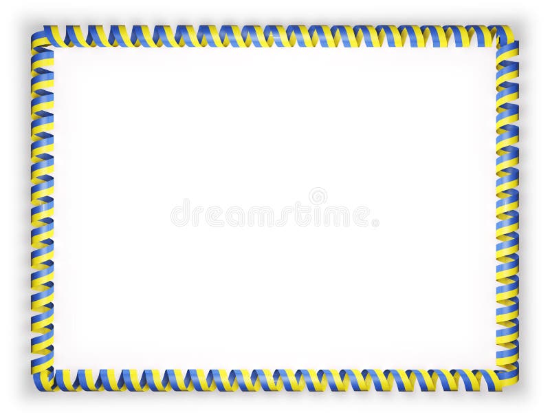 Frame and Border of Ribbon with the Ukraine Flag. 3d Illustration Stock ...