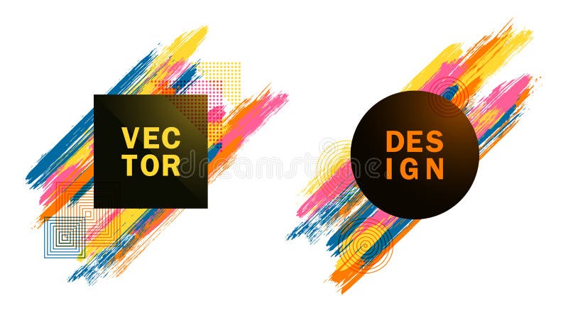 Frame Borders with Paint Brush Strokes Backgrounds. Stock Vector ...