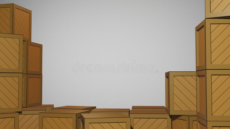 Frame of Boxes with White Background, Wooden Box. Slide Presentation ...