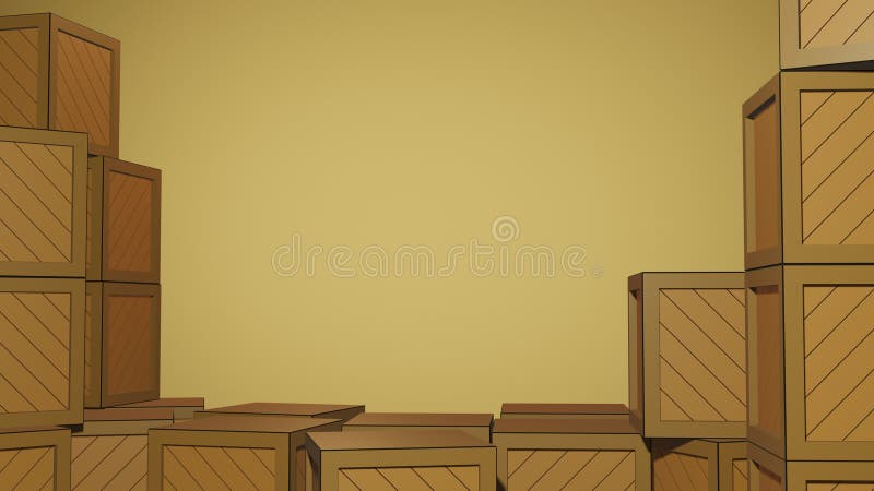 Frame of Boxes with YellowBackground, Wooden Box. Slide Presentation ...