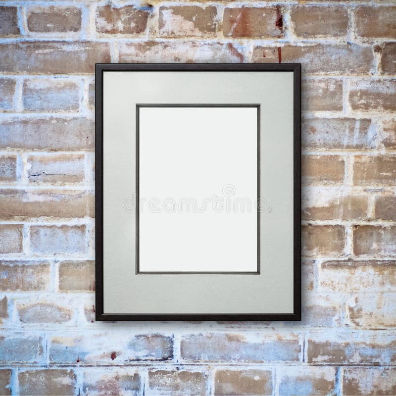 Frame on the brick wall stock photo. Image of frame, grey - 98595390