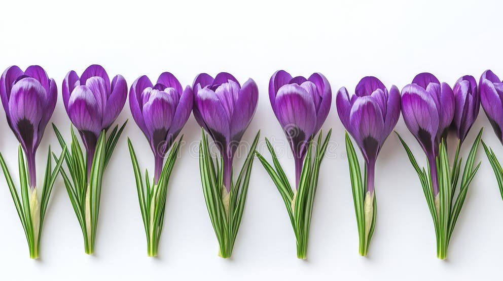 A Frame of Bright Crocus Blossoms, Isolated with Negative Space, Ideal ...