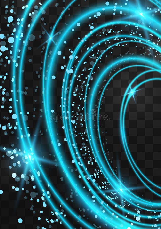 Frame of Bright Neon Blue Oval Rings with Glitter, Sparkles and Flashes ...