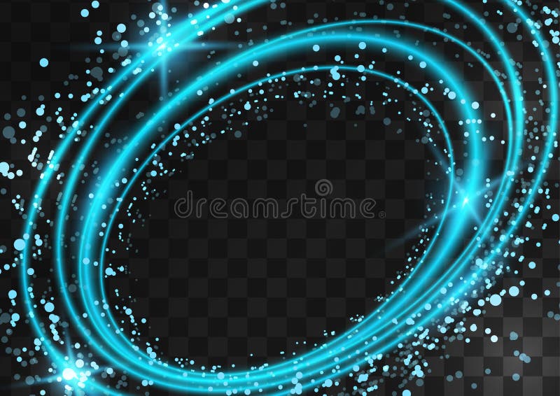 Frame of Bright Neon Blue Oval Rings with Glitter, Sparkles and Flashes ...