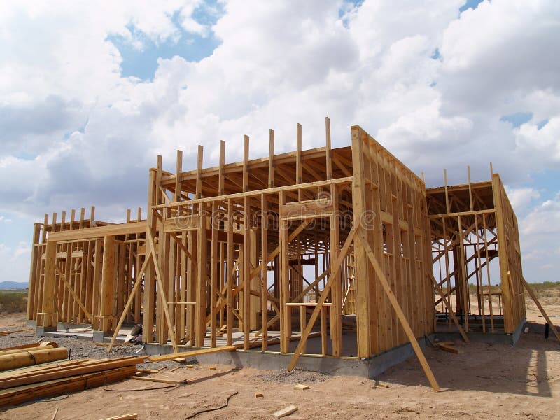 Men Building Frame for House - Vertical Stock Image - Image of build ...