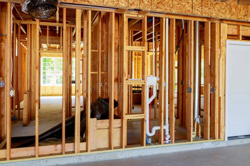 The Frame Building or House with Basic Electrical Wiring Stock Photo ...