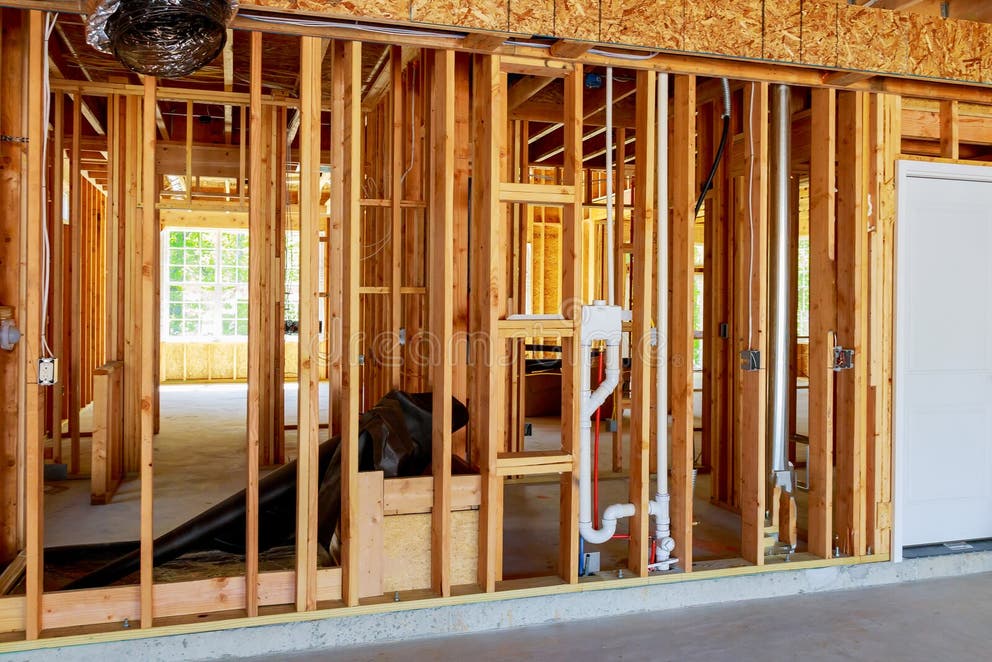 The Frame Building or House with Basic Electrical Wiring Stock Photo ...