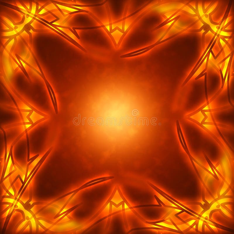 Frame of the Burning Elements Stock Illustration - Illustration of glow ...