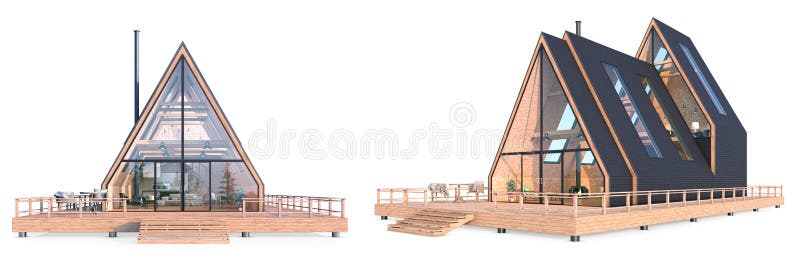 Frame Cabin Exterior in the Forest. Stock Illustration - Illustration ...