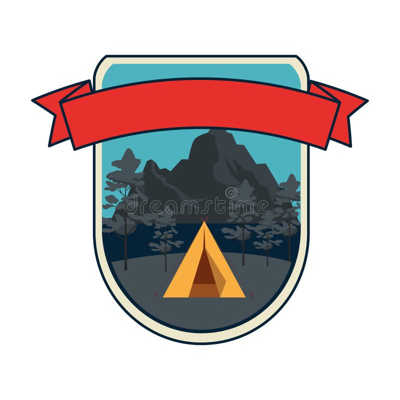 Frame with Camping Zone and Tent Scene Stock Illustration ...