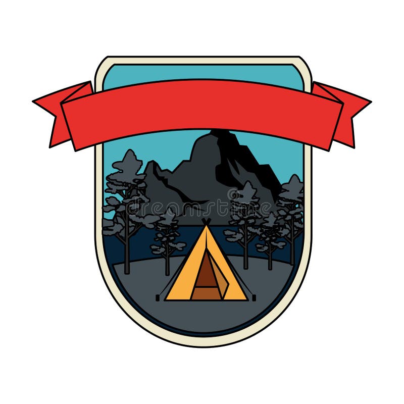 Frame with Camping Zone and Tent Scene Stock Illustration ...