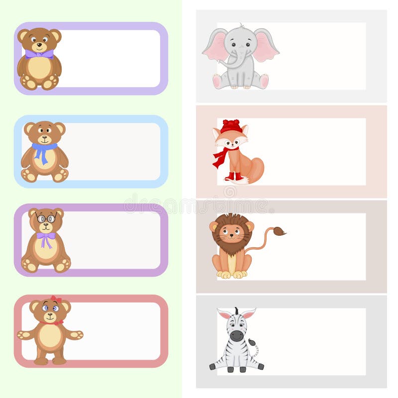 Frame With Cartoon Animals, Vector Illustration Of Cute Animals Stock ...