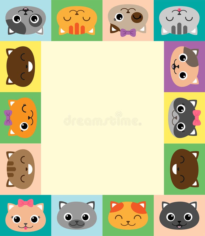 Frame with cartoon cats stock vector. Illustration of grey - 97840648
