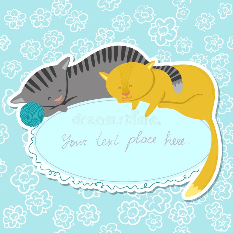 Frame with cats stock vector. Illustration of cute, flower - 26408850