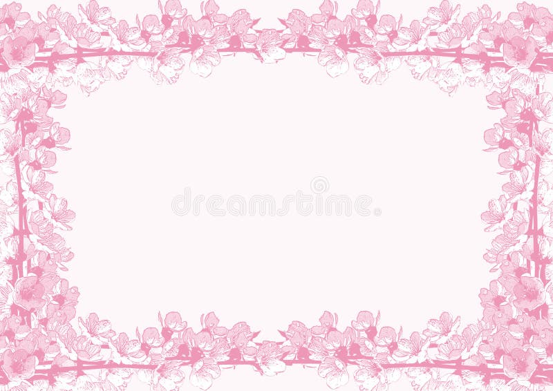 Frame of cherry blossoms stock illustration. Illustration of colorful ...