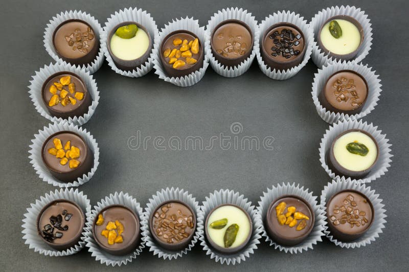 Frame of chocolates. stock image. Image of assortment - 129185261