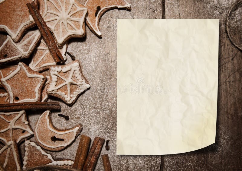 Frame with Christmas Cookies and Paper Blank Stock Image - Image of ...