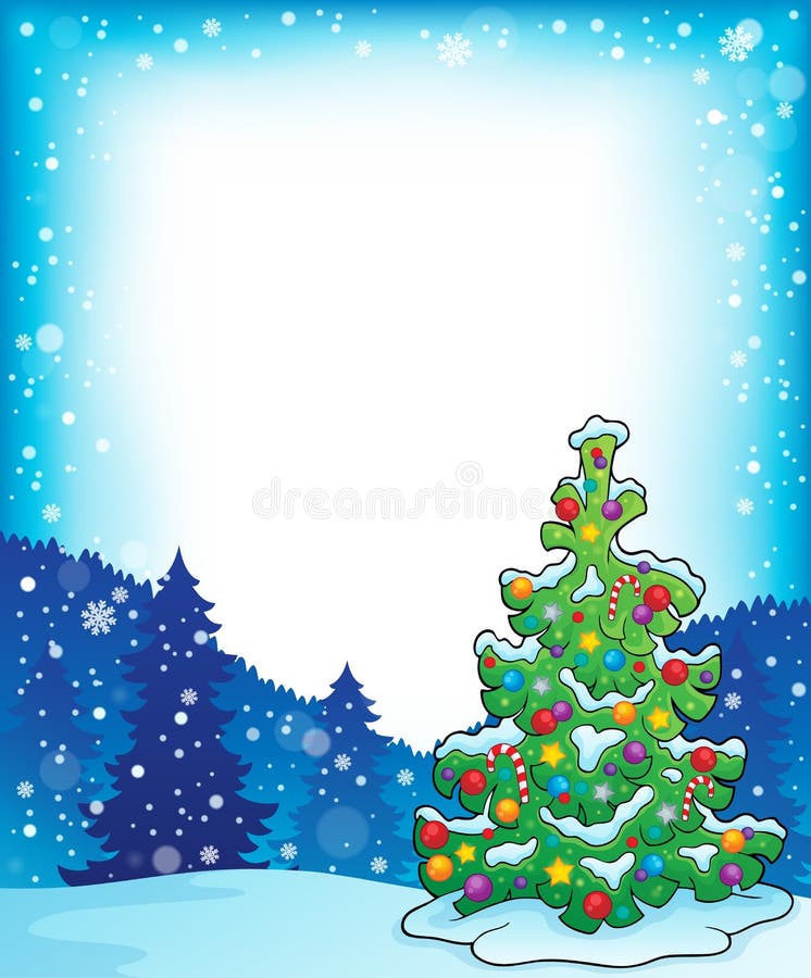 Frame with Christmas Tree Topic 4 Stock Vector - Illustration of ...