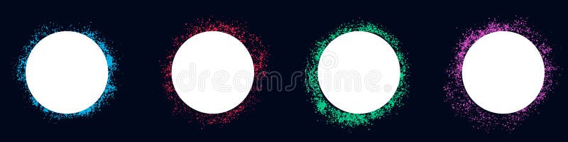 Frame in Circle Shape Color Set. Blank Round Stain Collection. Ink ...