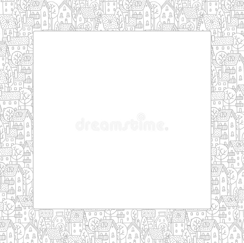 Frame with city pattern stock vector. Illustration of architecture ...