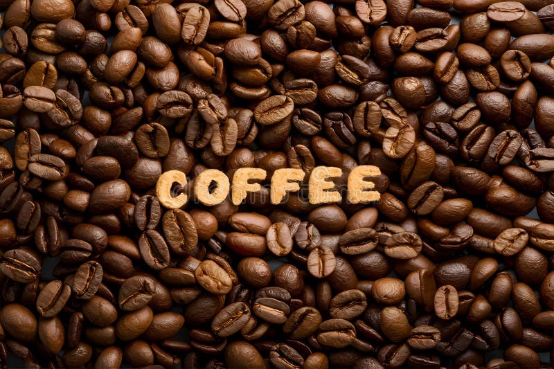 Frame Close Up of Roasted Coffee Beans with Copy Space for Text Stock ...