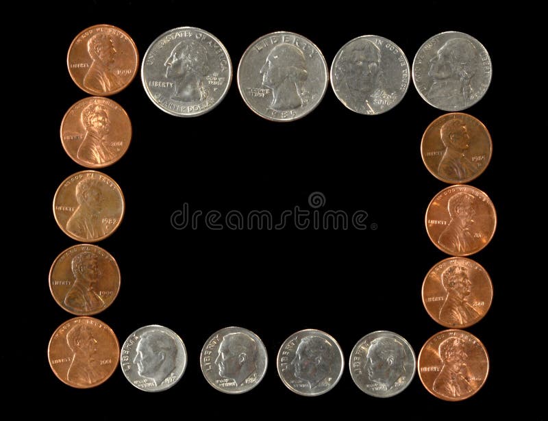 Frame of coins stock image. Image of rich, black, freedom - 7373377