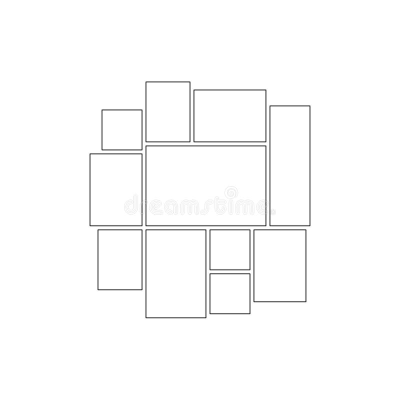 Frame Collage from Square and Rectangle Shape for Photo, Image Template ...