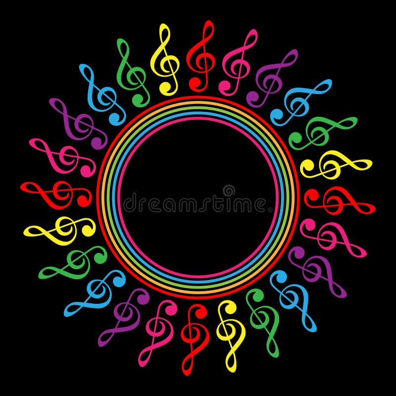 Round Musical Frame with Treble Keys Stock Vector - Illustration of ...