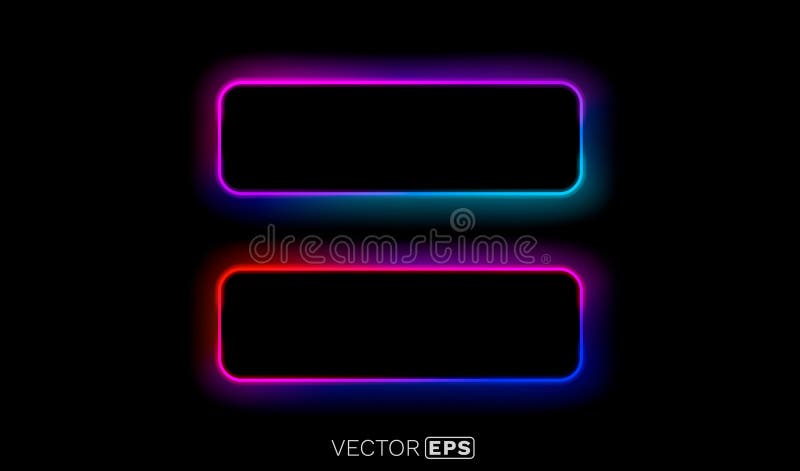 Frame Color Neon, Color Light Around Black Frame on Black Background ...