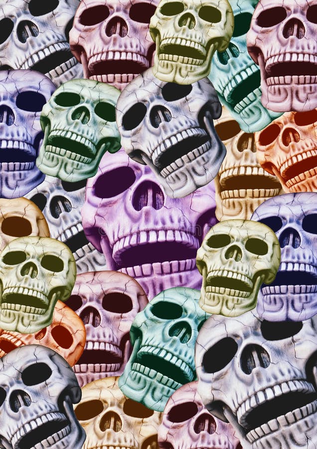 Colored Skulls Vector Illustration Stock Illustration - Illustration of ...