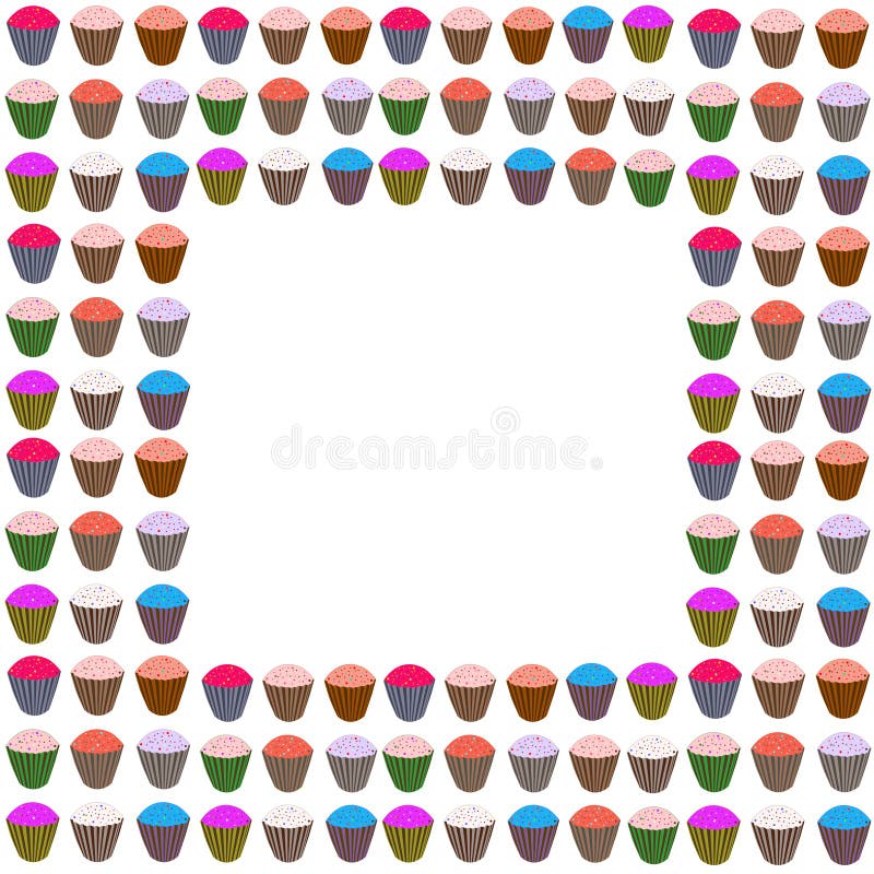 Frame with Colorful Cupcakes Stock Vector - Illustration of cute ...