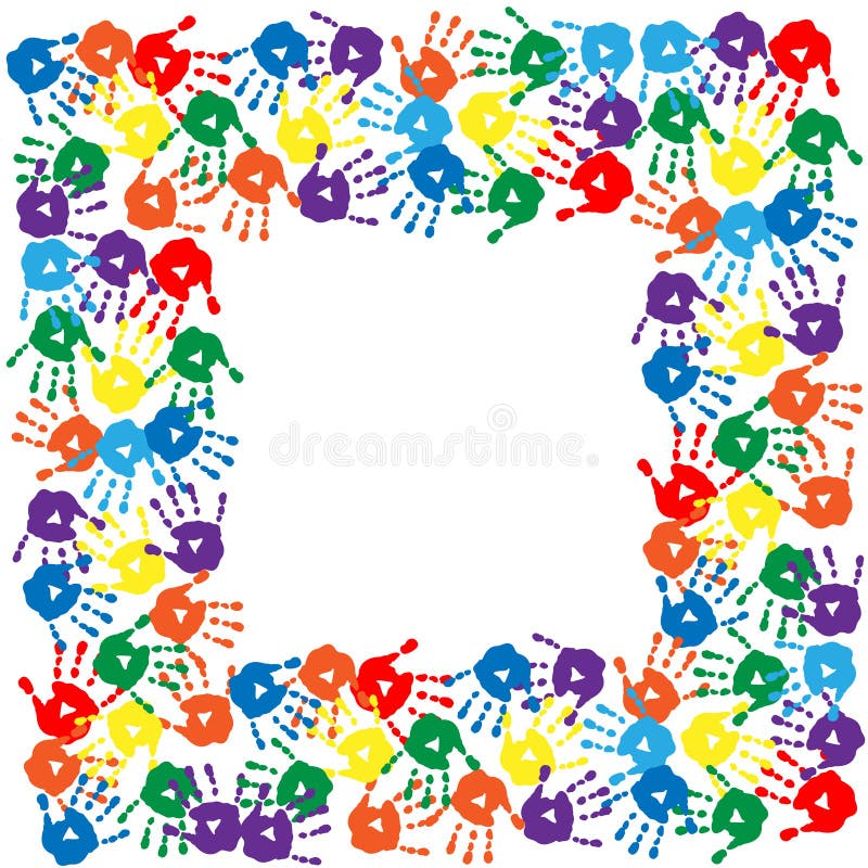 Colored Hands Border Frame stock photo. Illustration of colorful - 30156204