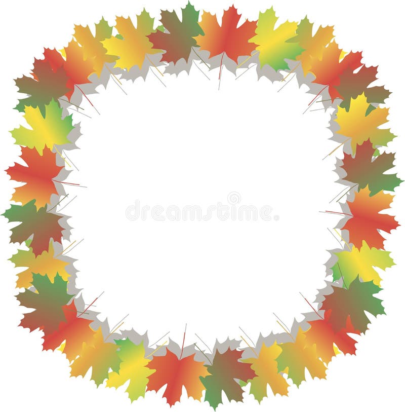 Frame from Colorful Maple Leafs, Shadow, on White, Vector Stock Vector ...