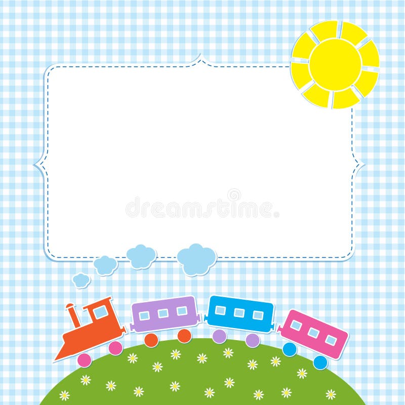 Frame with colorful train stock vector. Illustration of birthday - 26407572