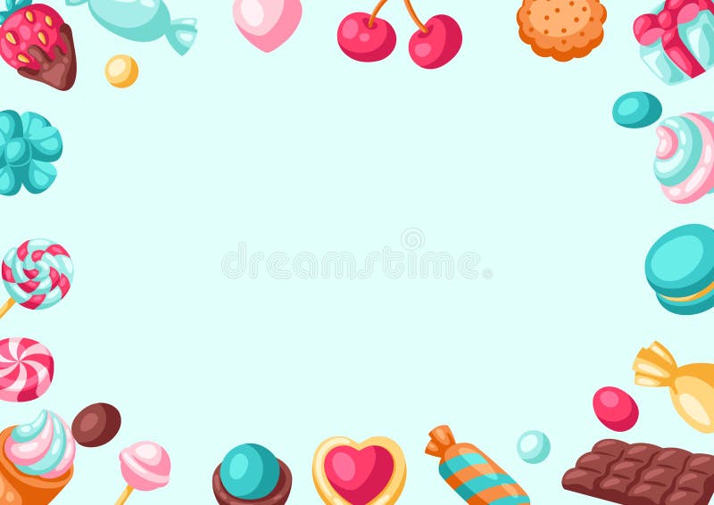 Frame with Various Candies and Sweets. Confectionery or Bakery Stylized ...