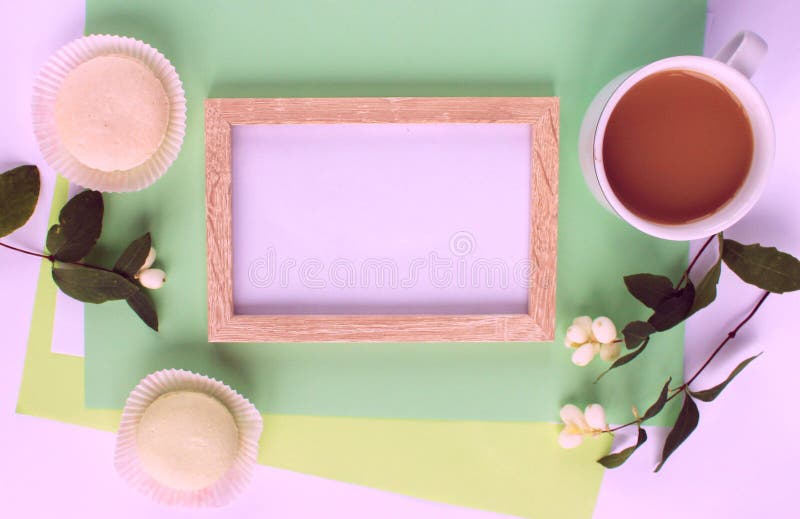 Frame for Congratulations, Coffee and Macaroons Stock Photo - Image of ...