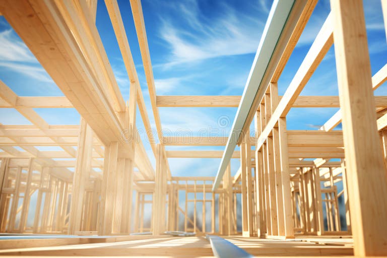 Frame Construction, Wooden Frame House, Wooden Framework, Stock Photo ...