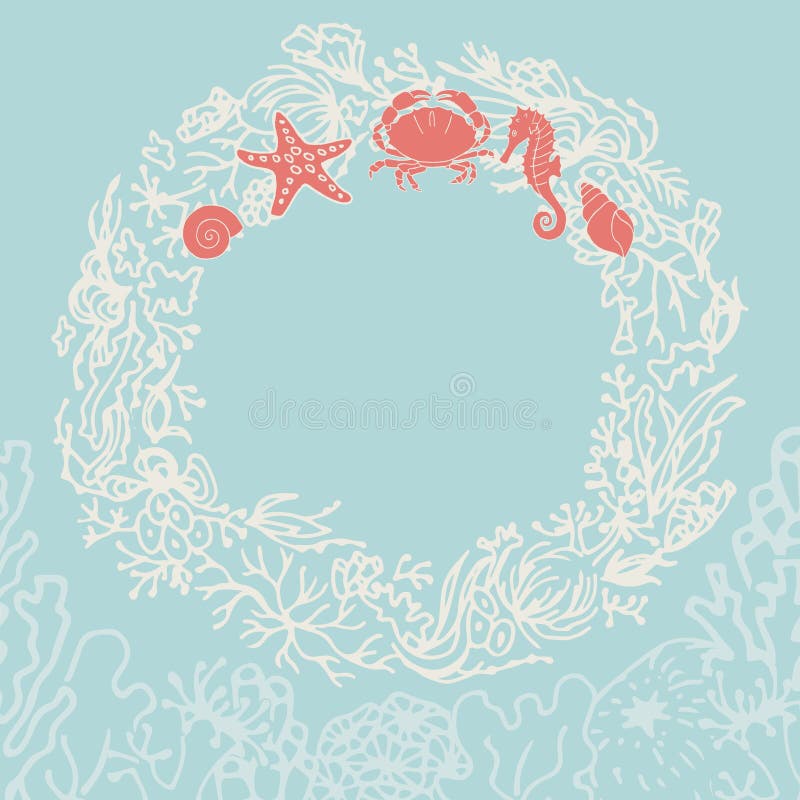 Frame of Coral Roses. Hand Drawing Vector Illustration Stock ...