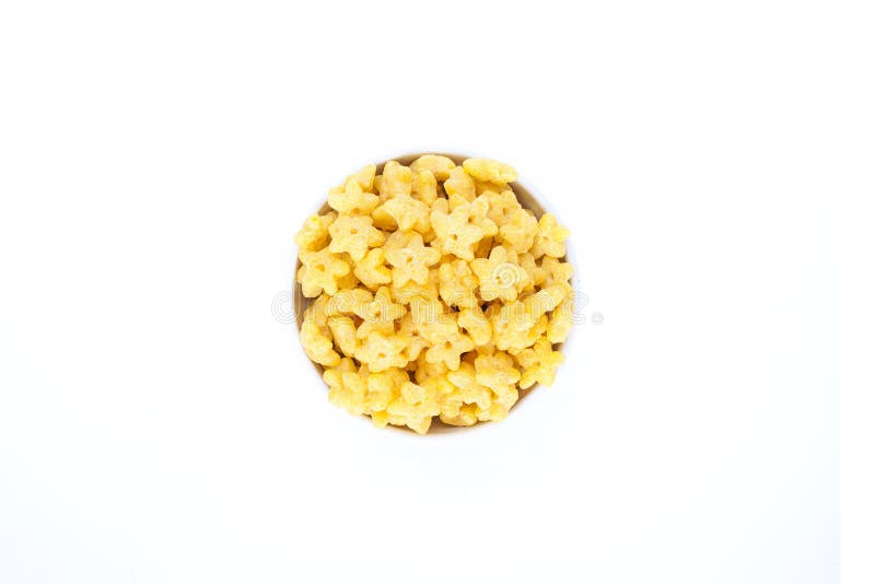 Frame Corn Flakes in the Form Stars in the Bowl Isolated Top View Stock ...