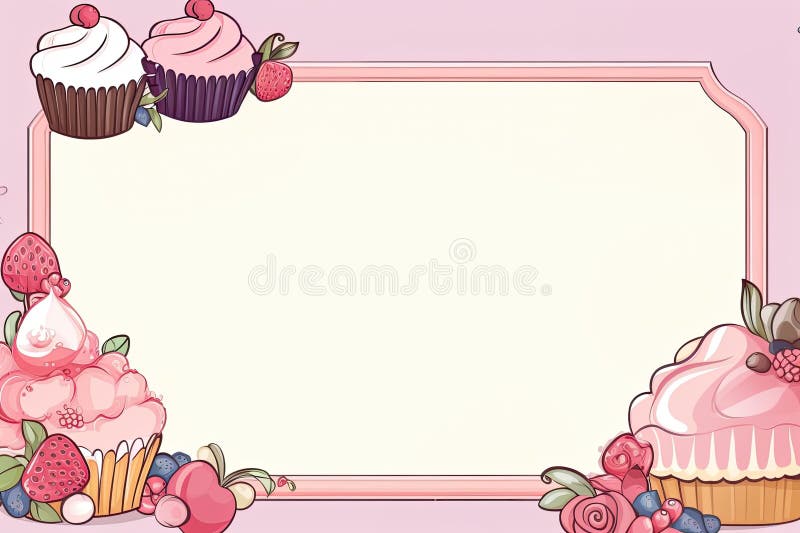 Frame with Cupcakes. Cartoon Cakes Border Stock Illustration ...
